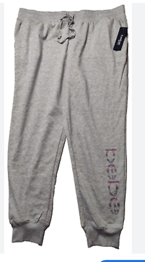 BEBE SPORT Women Plus Size 2X Heather Gray Nailhead Jogger Sweatpants ...