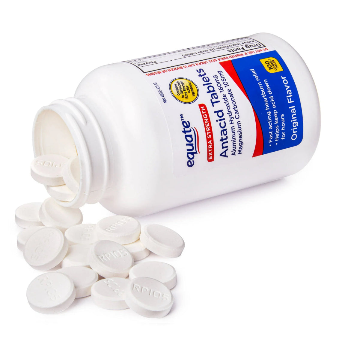 Equate Extra Strength Antacid, Upset Stomach, Chewable Tablets, over t ...